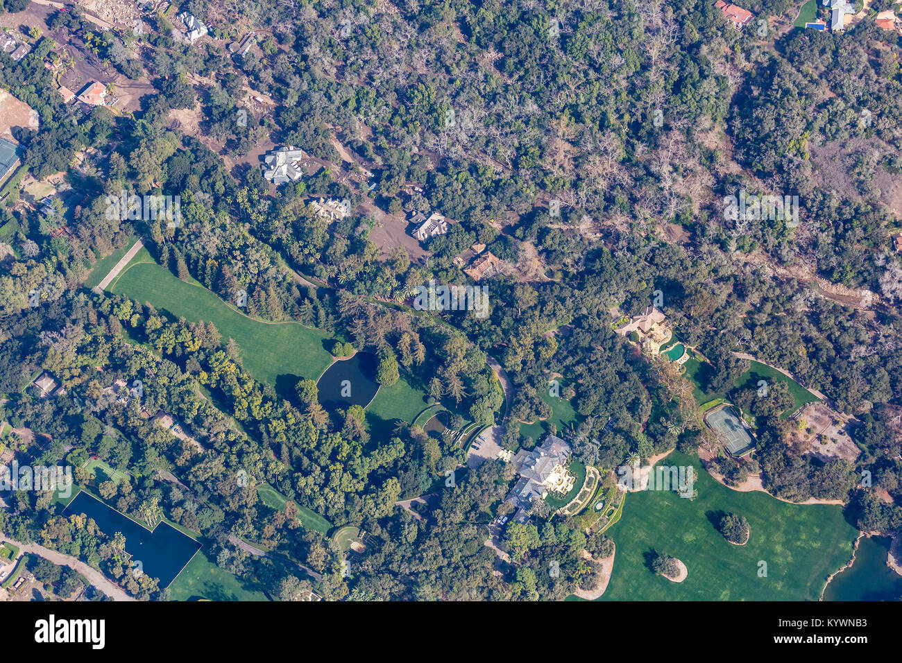 Montecito, California, USA. 15th Jan, 2018. Aerial view of Montecito ...