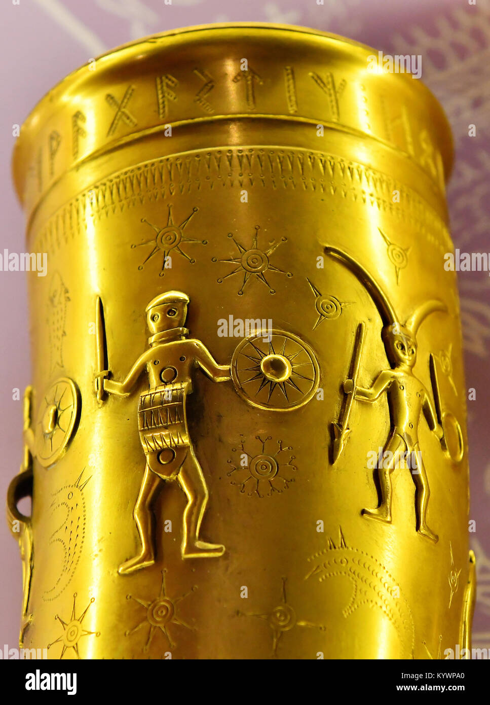 Detail on the replica of a Danish horn (400-450 A.D.), orginally made from pure gold ...