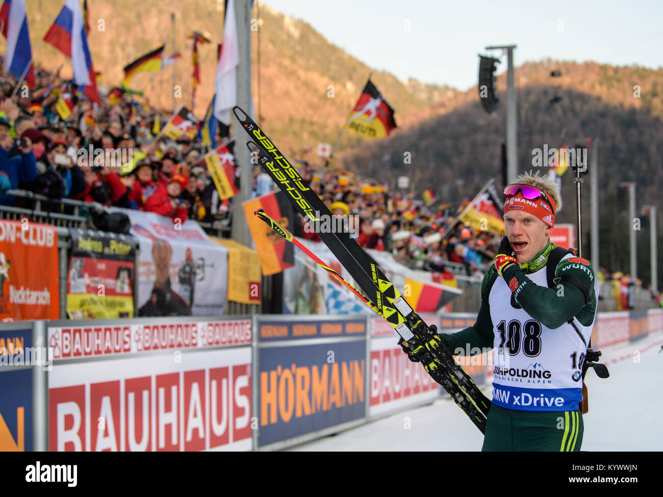 Roman Rees of Germany celebrates after arriving at the finishing line ...