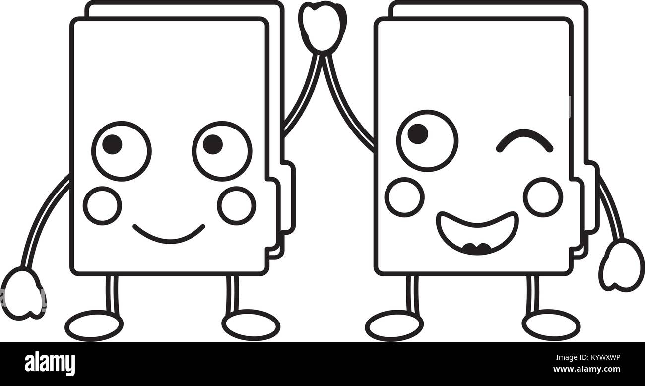 two happy folder file cartoon kawaii icon Stock Vector Image & Art - Alamy