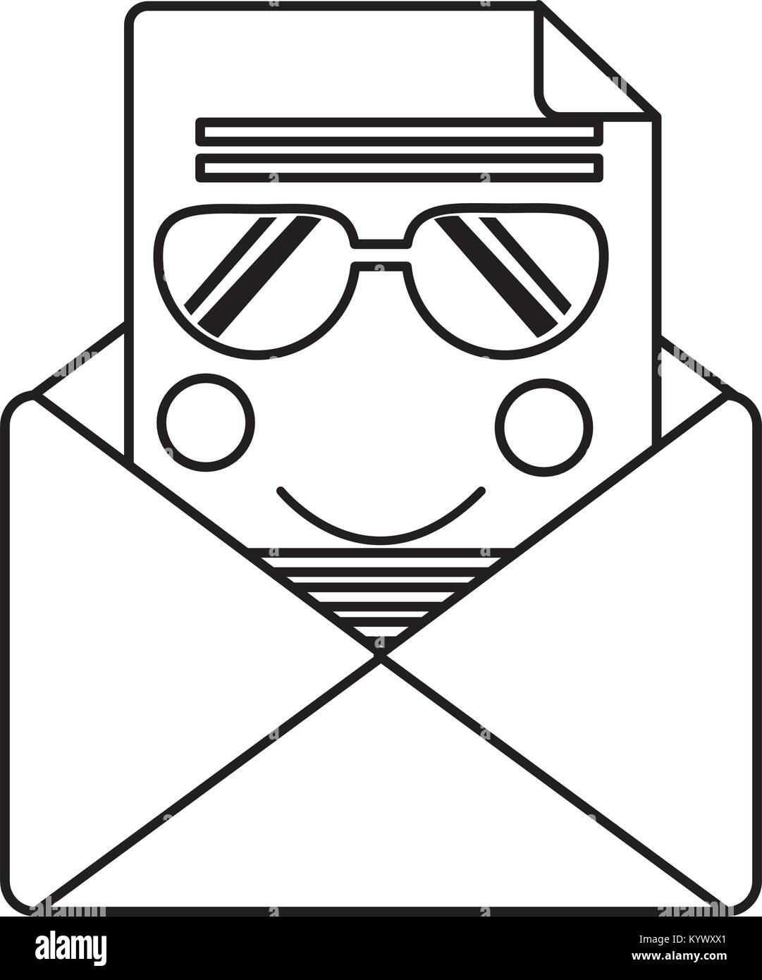 kawaii email envelope letter message cartoon Stock Vector Image & Art ...