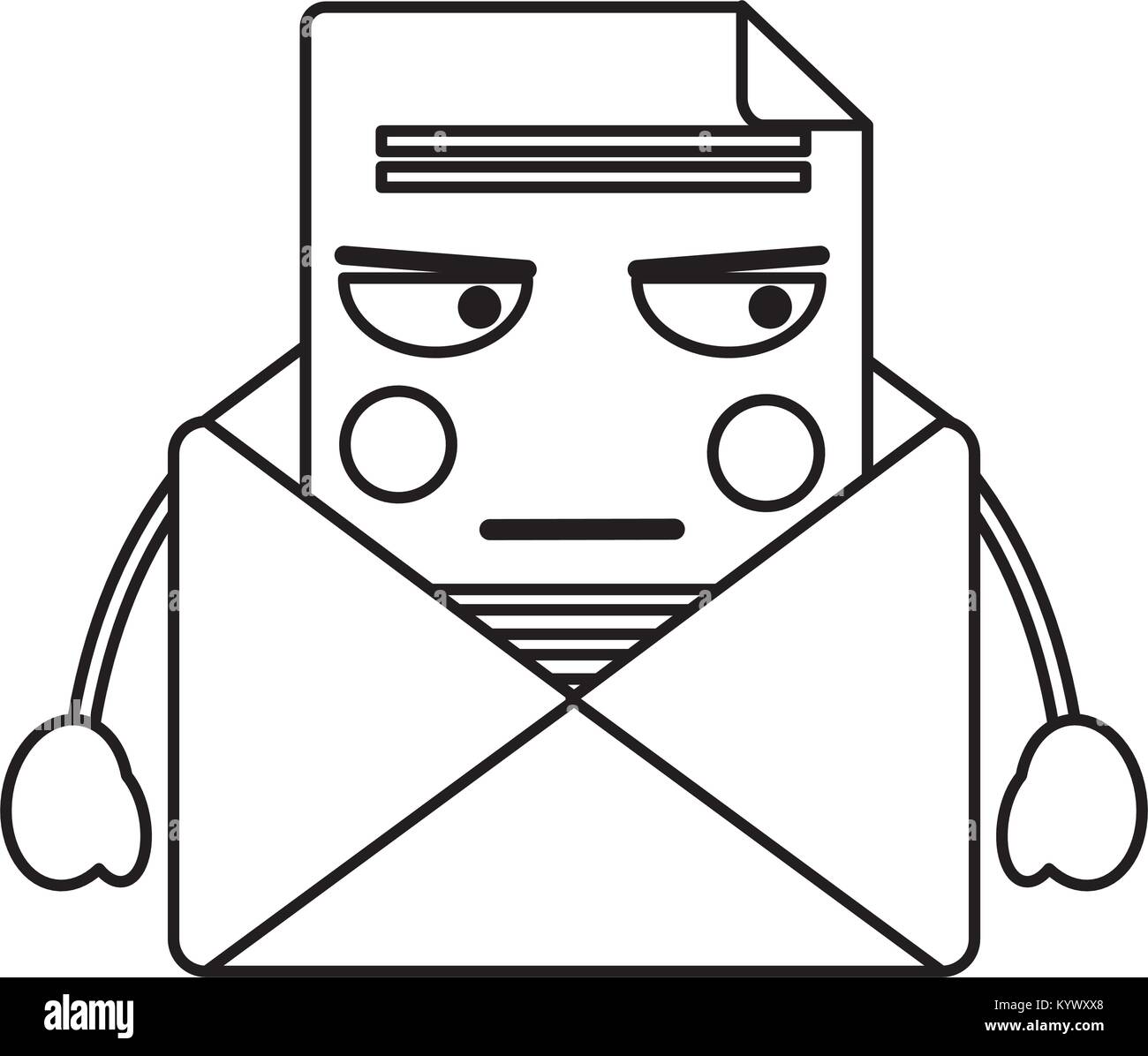 kawaii email envelope letter message cartoon Stock Vector Image & Art ...