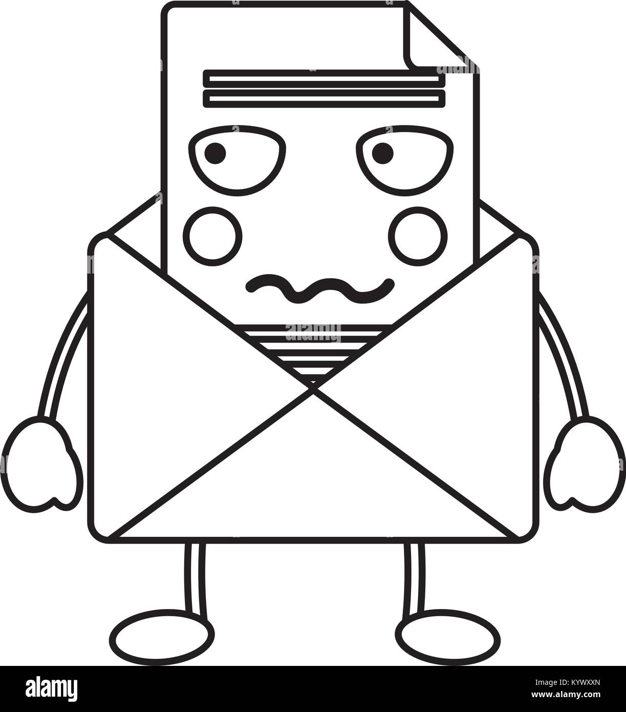 kawaii email envelope letter message cartoon Stock Vector Image & Art ...