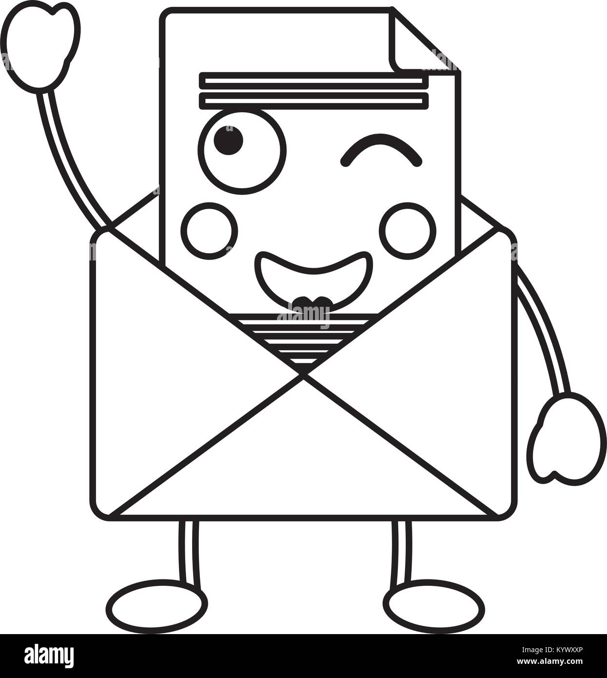 kawaii email envelope letter message cartoon Stock Vector Image & Art ...