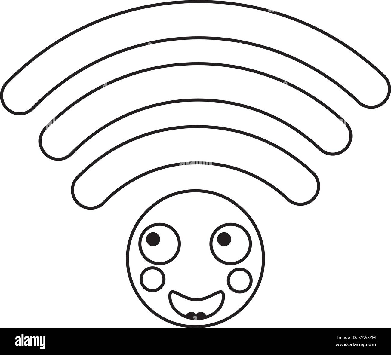 cartoon wifi internet signal kawaii character Stock Vector Image & Art ...