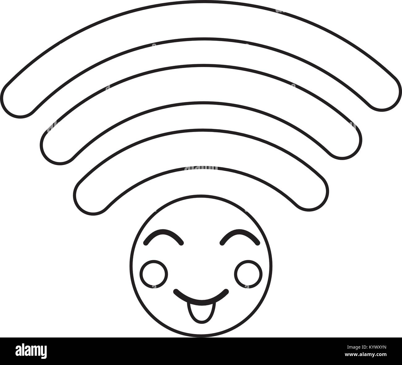 cartoon wifi internet signal kawaii character Stock Vector Image & Art ...