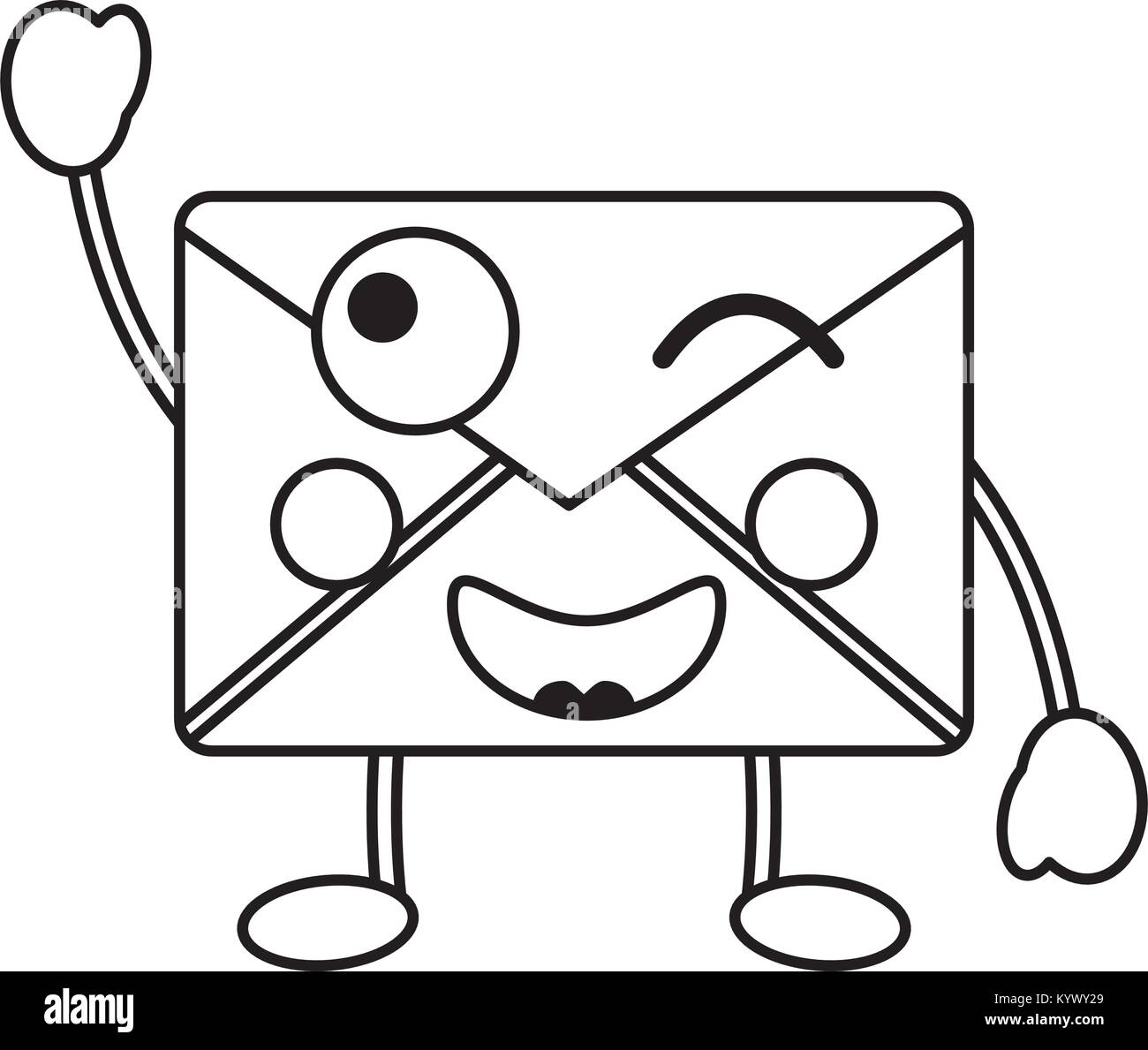 mail envelope kawaii character cartoon Stock Vector Image & Art - Alamy
