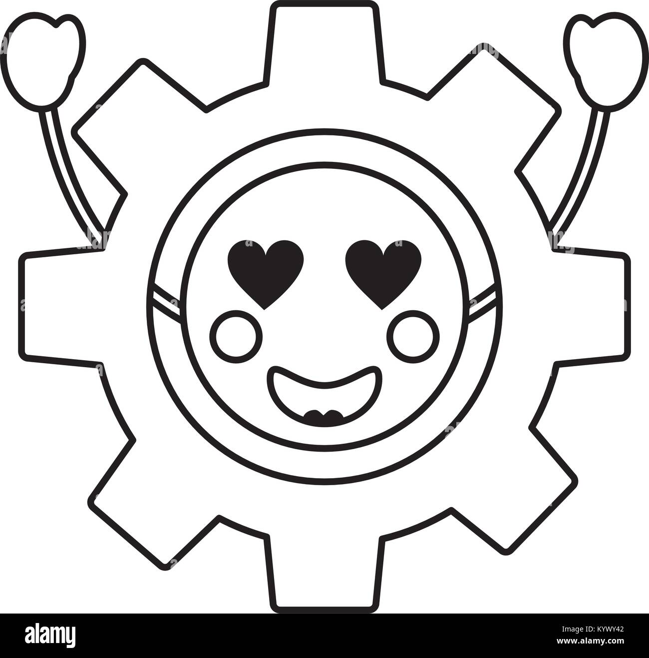 gear machinery piece cute kawaii cartoon Stock Vector Image & Art - Alamy