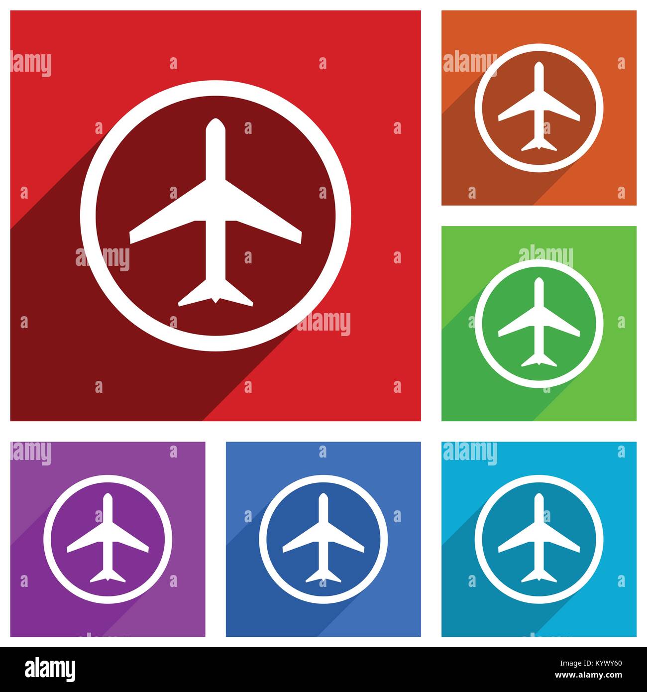 Plane vector icons. Flat design colorful illustrations for web ...