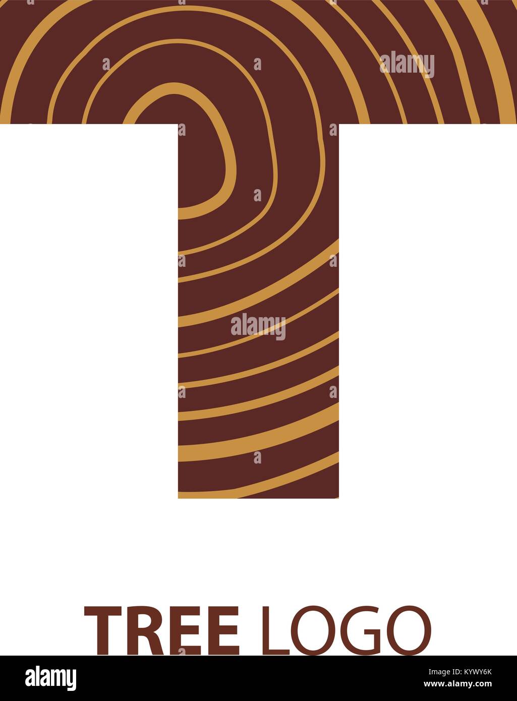 Logo letter. Concept of saw cut tree trunk, isolated on white ba Stock ...