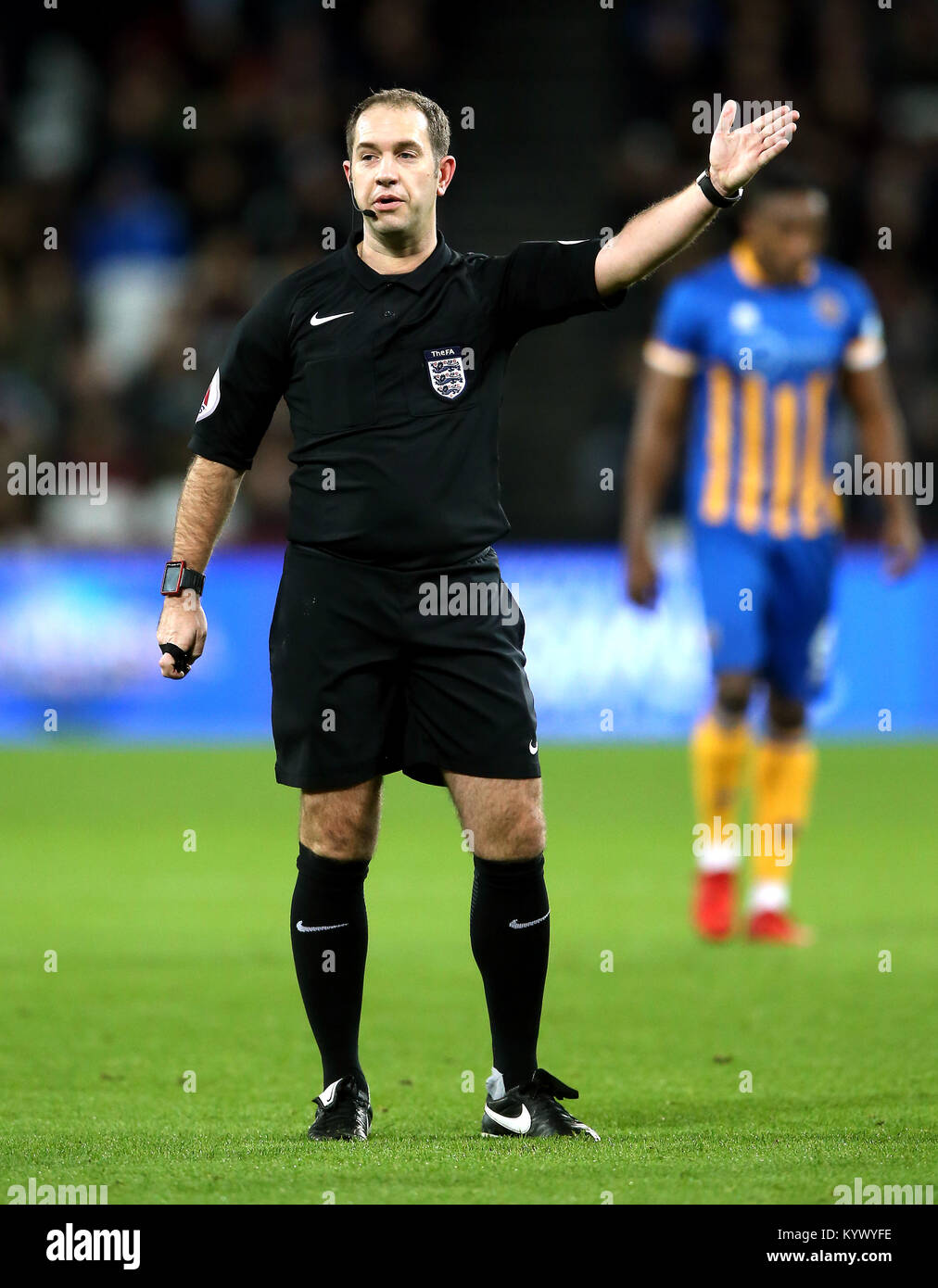 Match referee Jeremy Simpson during the FA Cup Replay at the London ...