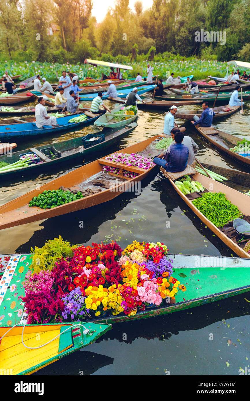 Floating market of dal lake hi-res stock photography and images - Alamy