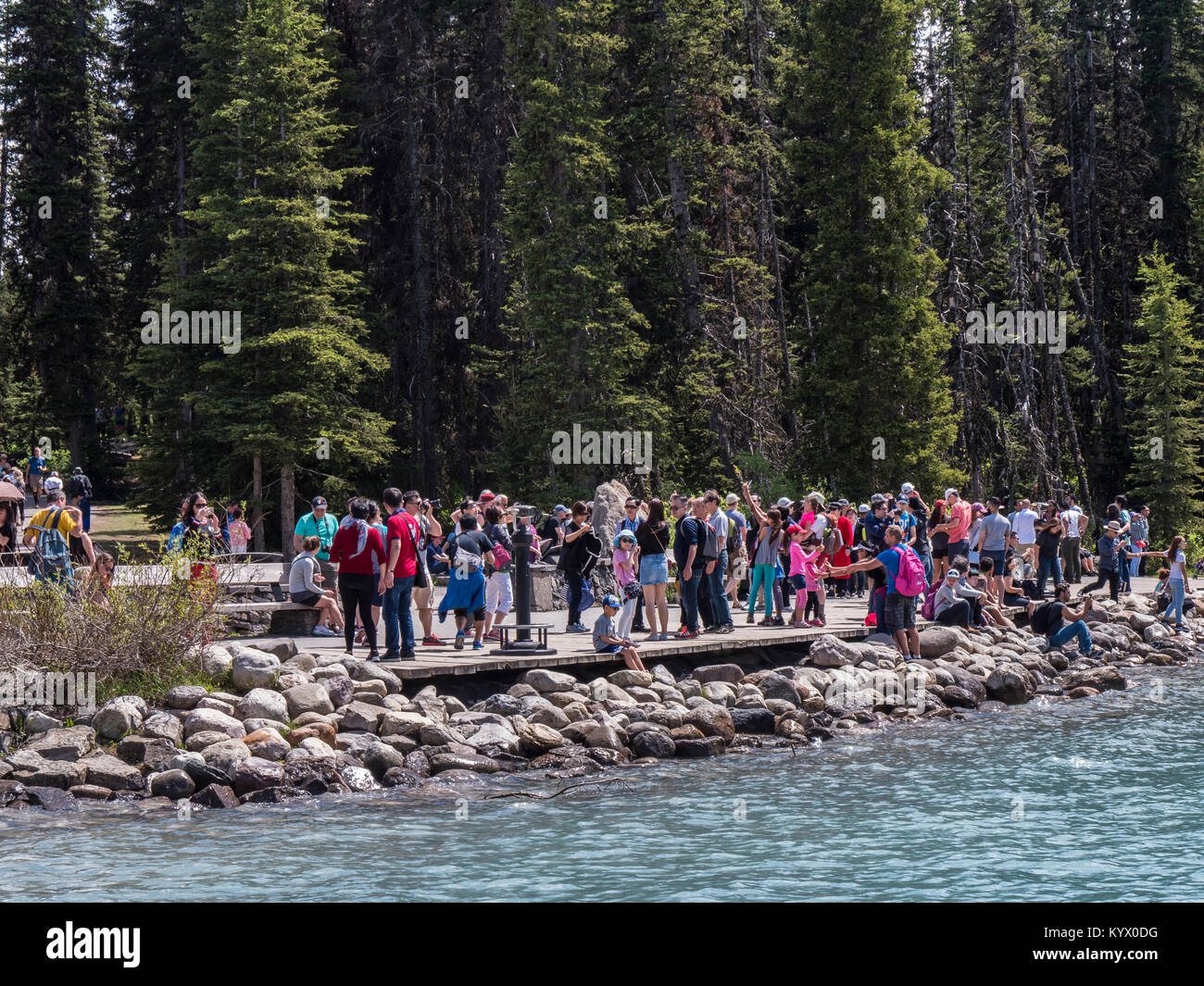 Tourists at Lake Louise, Banff National Park, Alberta, Canada Stock ...