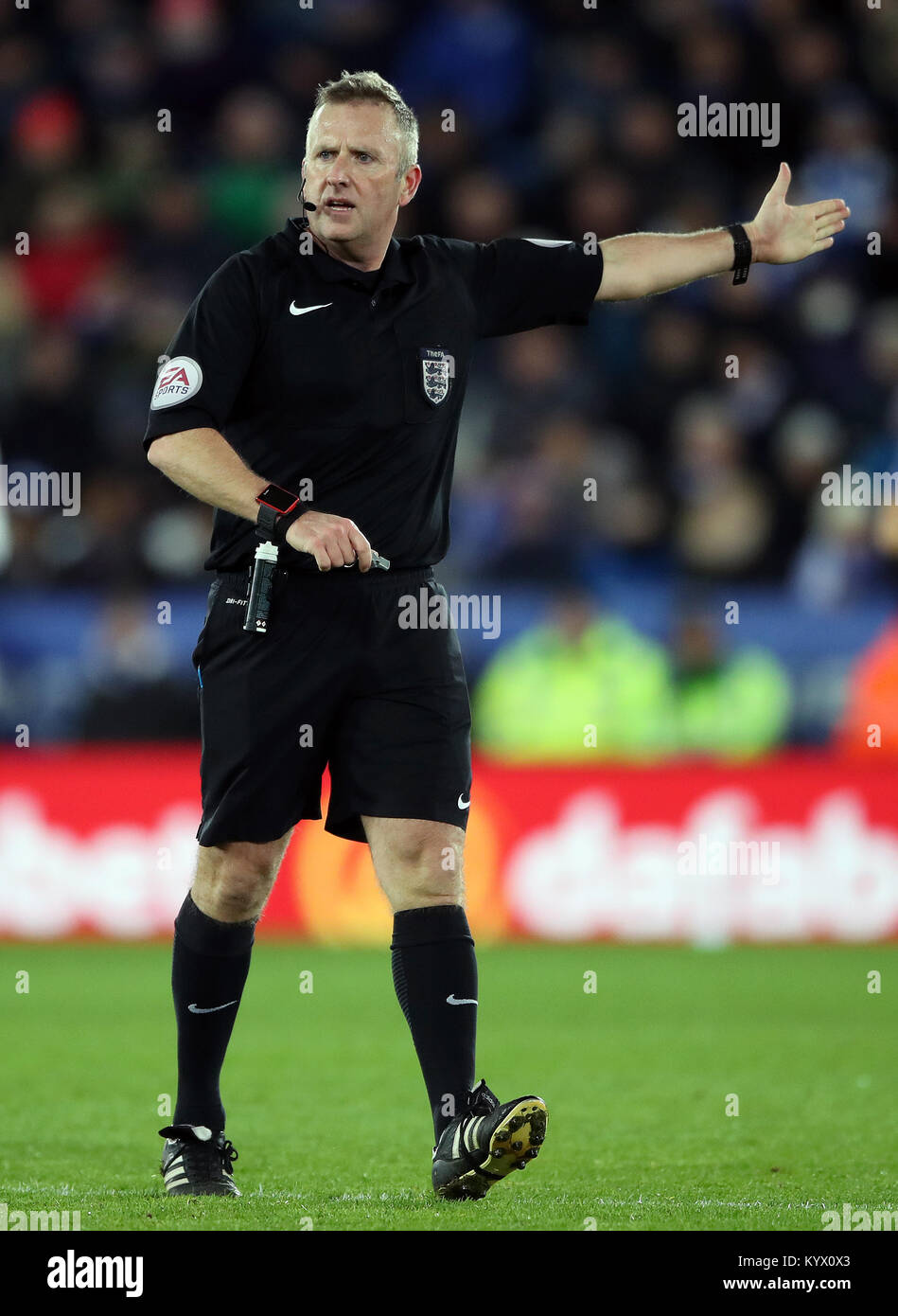 Referee Jonathan Moss during the FA Cup Replay at the King Power ...
