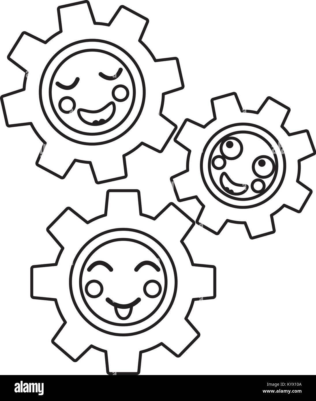 gears kawaii icon image Stock Vector Image & Art - Alamy