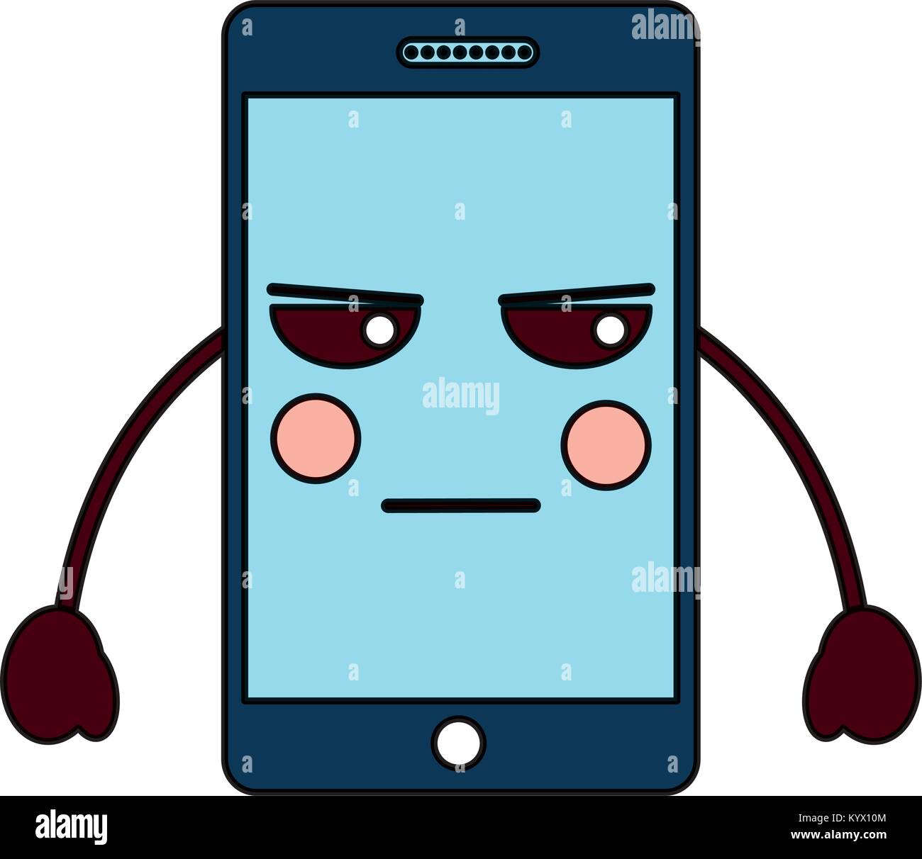 angry cellphone kawaii icon image Stock Vector Image & Art - Alamy