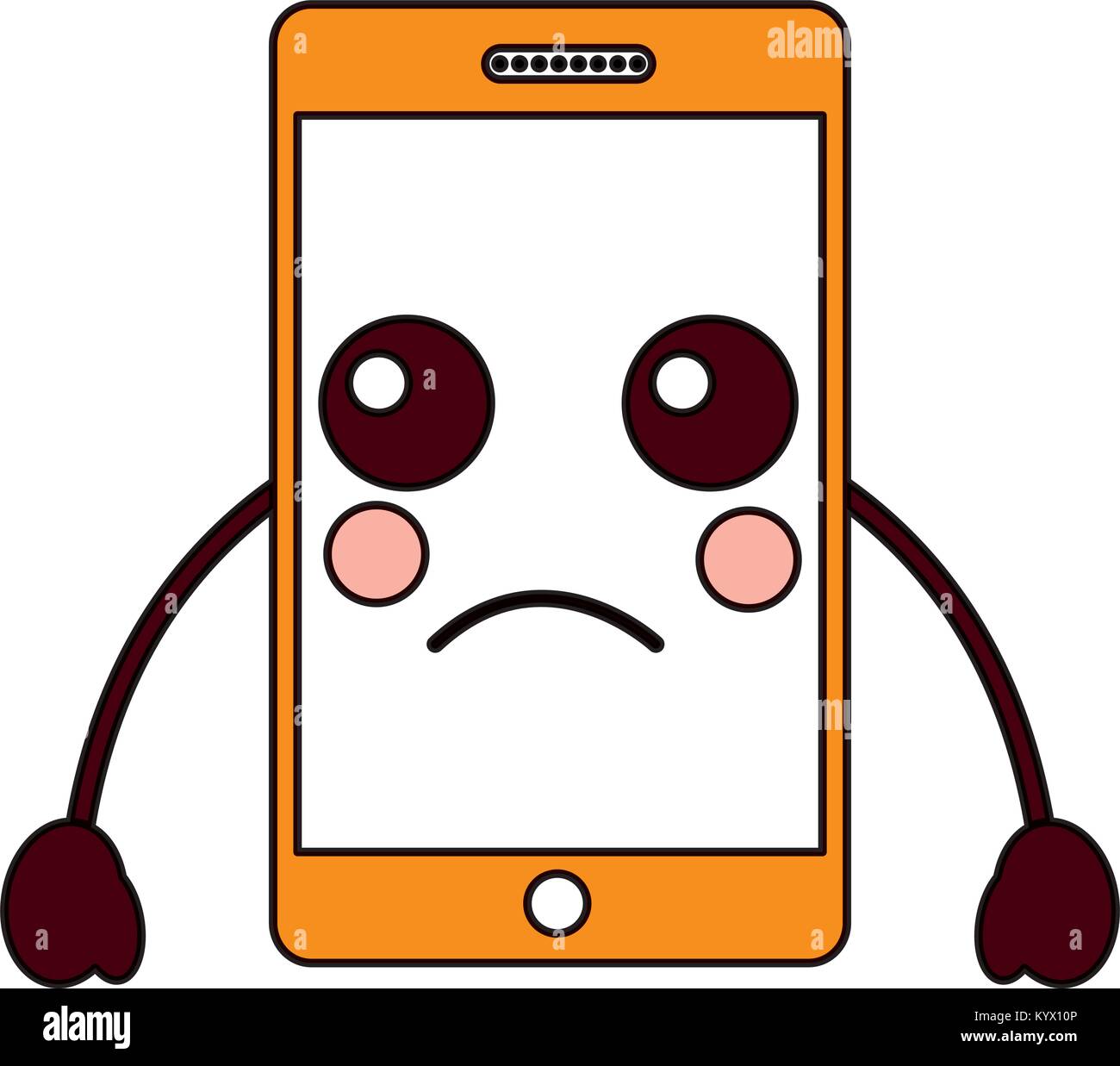 sad cellphone kawaii icon image Stock Vector Image & Art - Alamy
