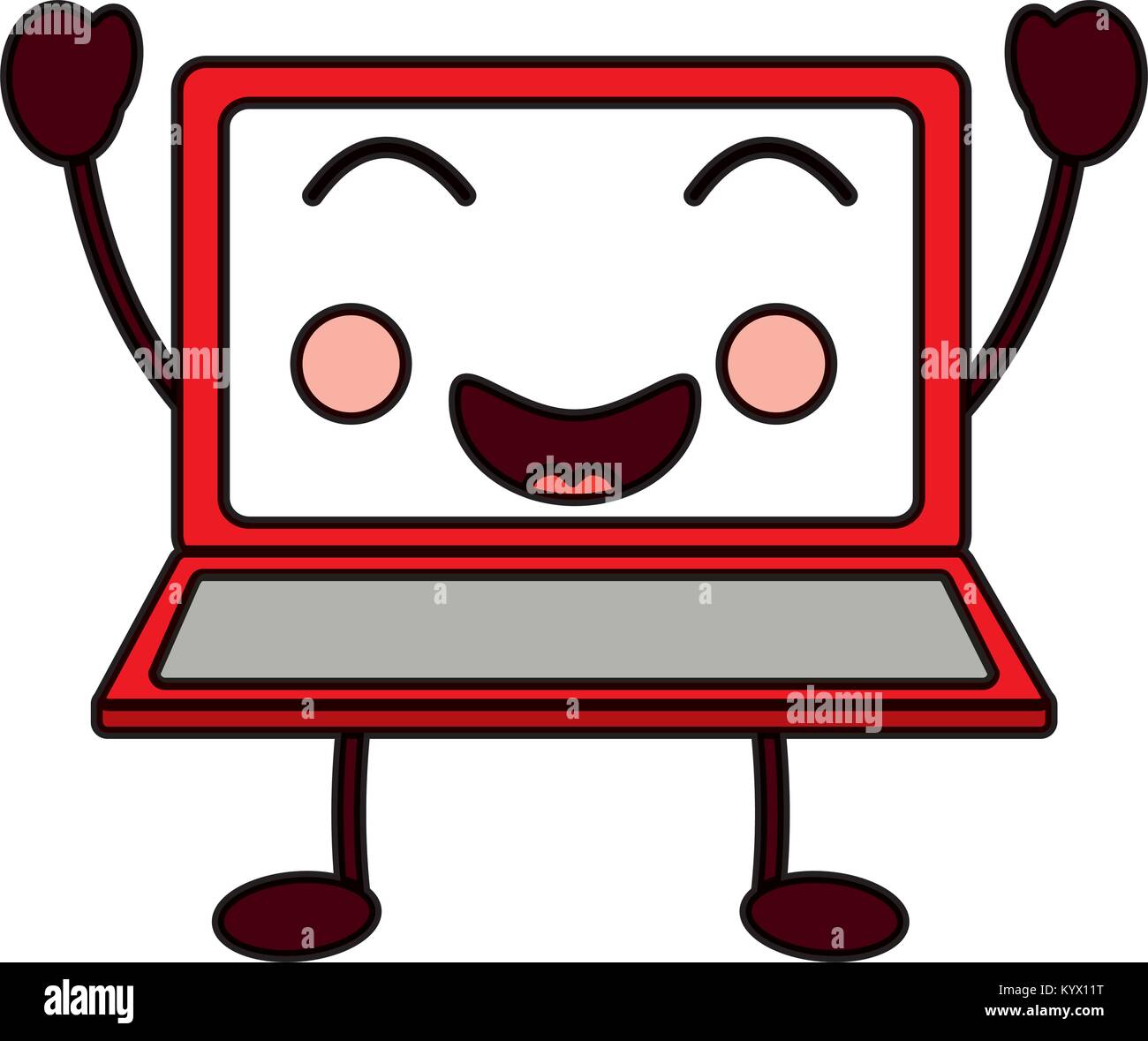 happy laptop kawaii icon image Stock Vector Image & Art - Alamy