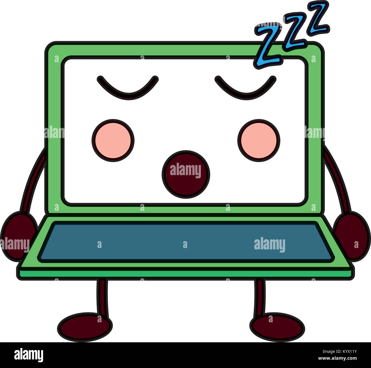 laptop sleep kawaii icon image Stock Vector Image & Art - Alamy