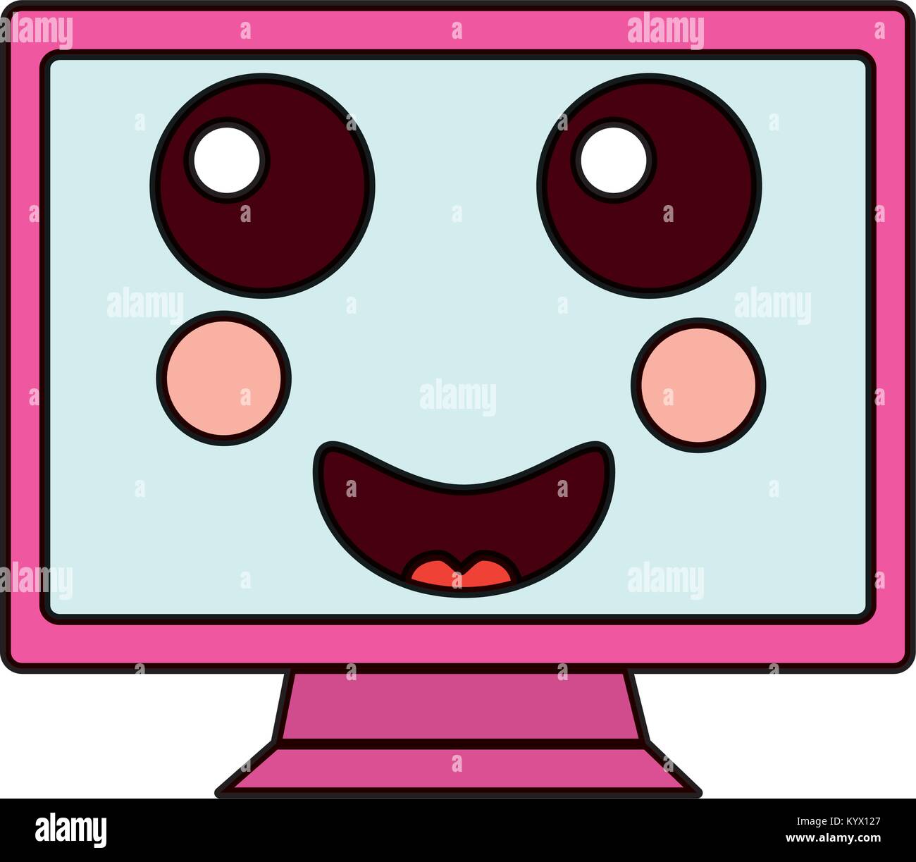 happy computer monitor kawaii icon image Stock Vector Image & Art - Alamy