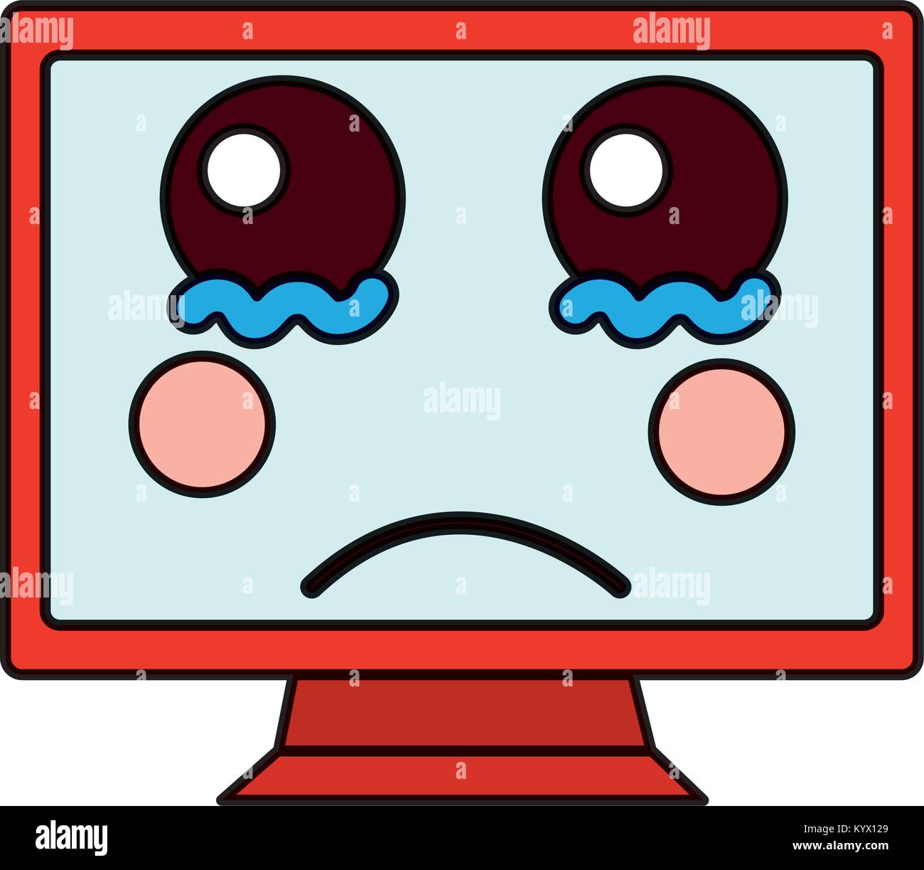 sad computer monitor kawaii icon image Stock Vector Image & Art - Alamy