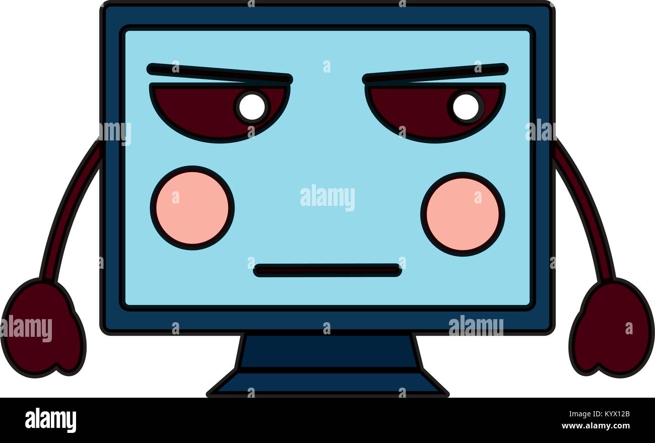 angry computer monitor kawaii icon image Stock Vector Image & Art - Alamy