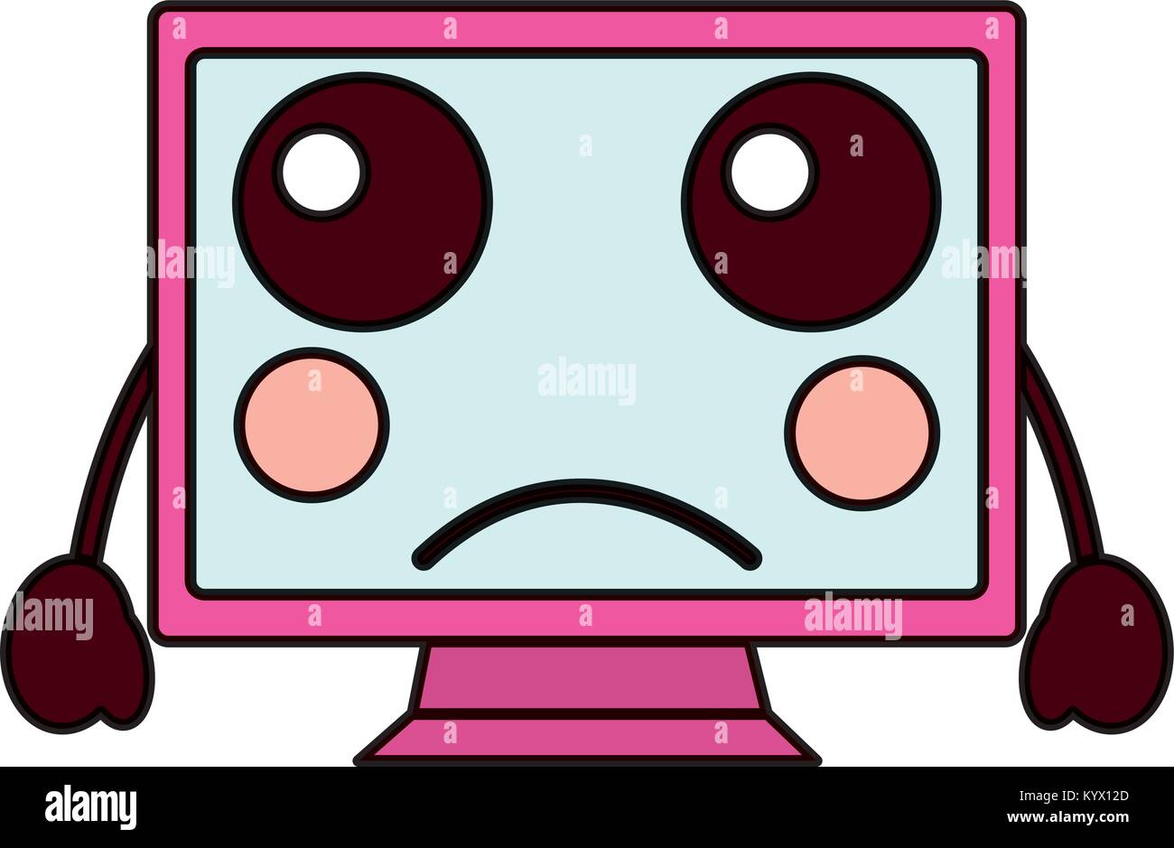sad computer monitor kawaii icon image Stock Vector Image & Art - Alamy
