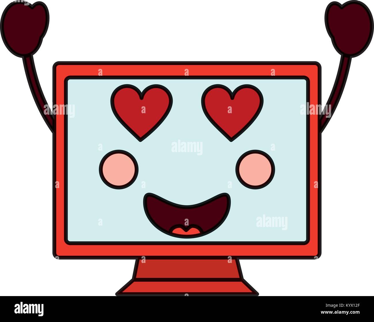 computer monitor heart eyes kawaii icon image Stock Vector Image & Art ...