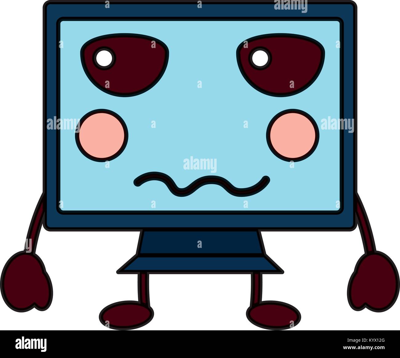 angry computer monitor kawaii icon image Stock Vector Image & Art - Alamy
