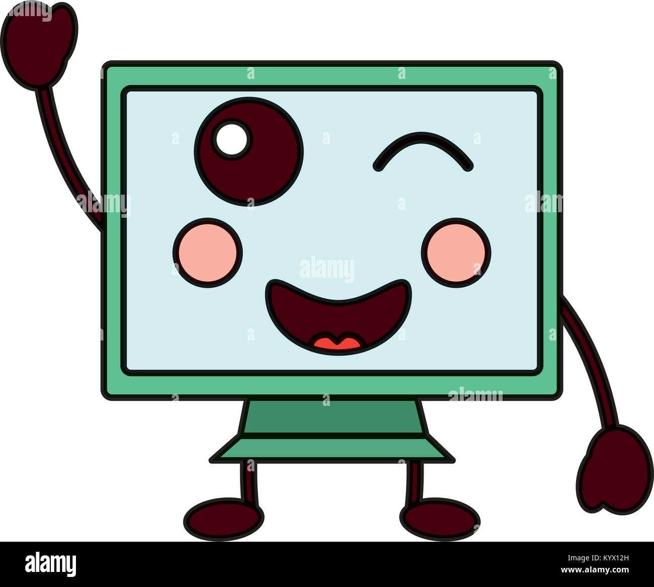 happy computer monitor kawaii icon image Stock Vector Image & Art - Alamy
