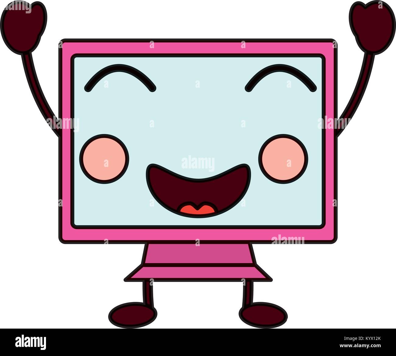 happy computer monitor kawaii icon image Stock Vector Image & Art - Alamy