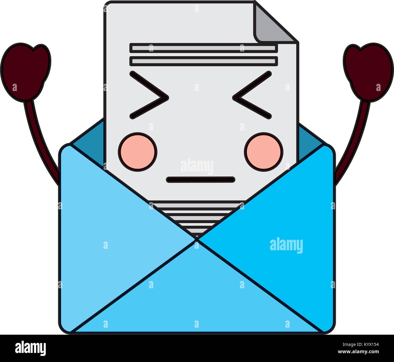 kawaii email envelope letter message cartoon Stock Vector Image & Art ...