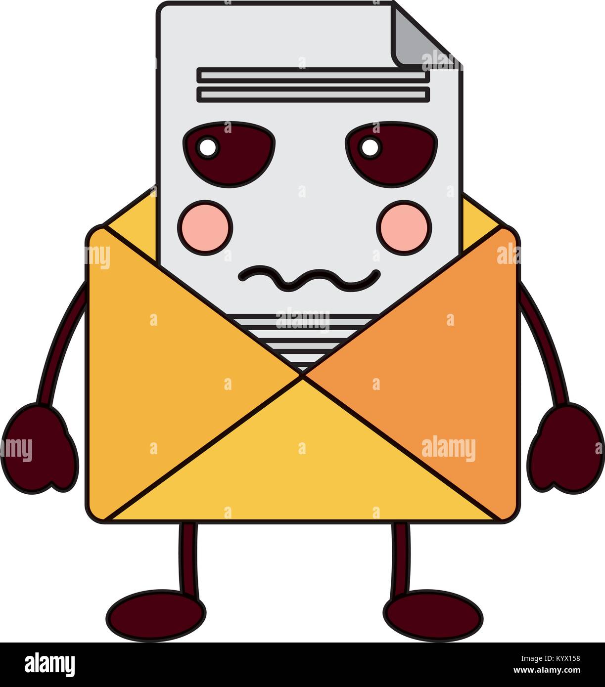 kawaii email envelope letter message cartoon Stock Vector Image & Art ...