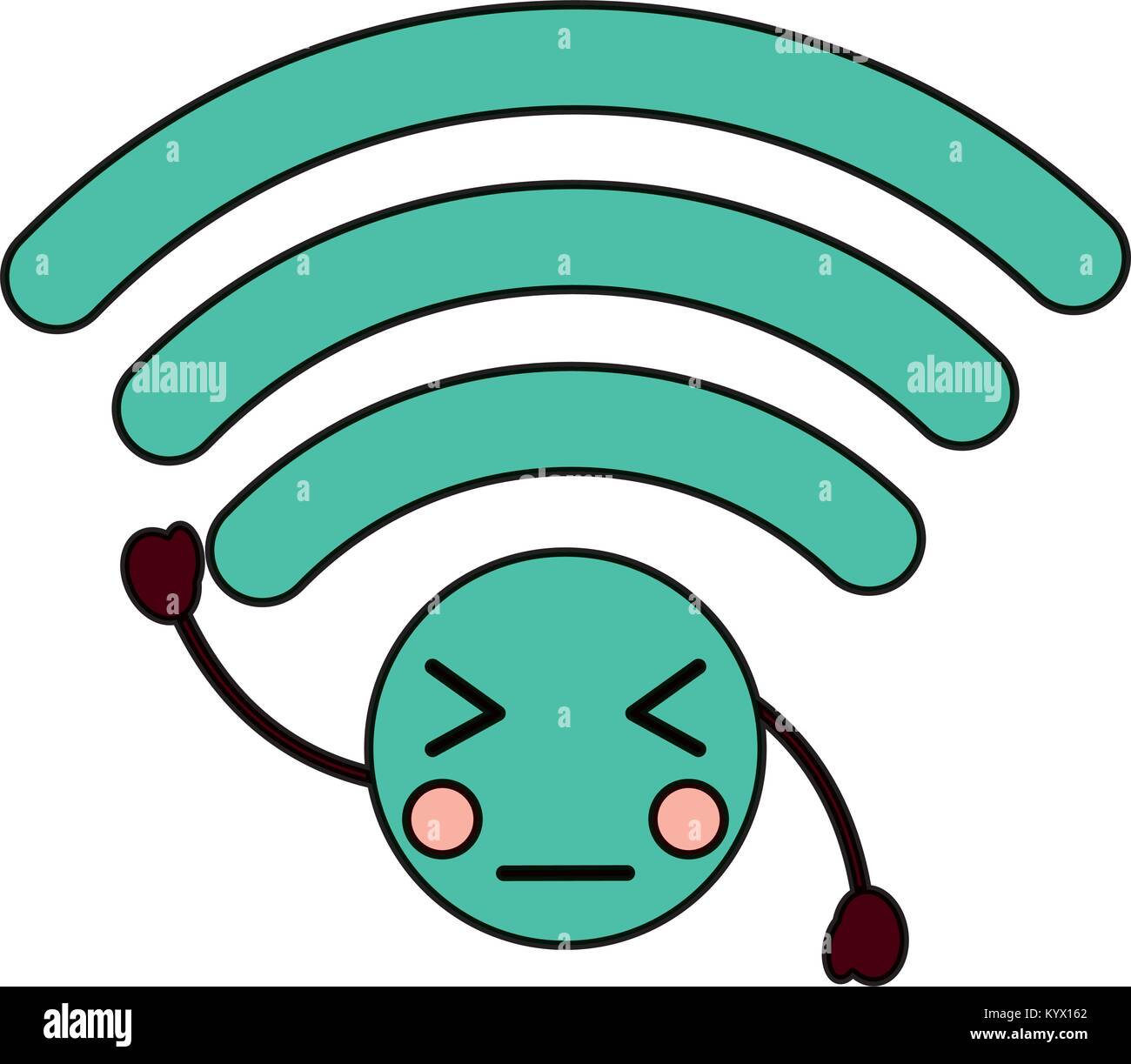 cartoon wifi internet signal kawaii character Stock Vector Image & Art ...