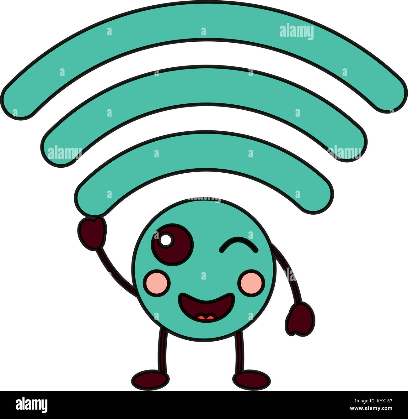 cartoon wifi internet signal kawaii character Stock Vector Image & Art ...