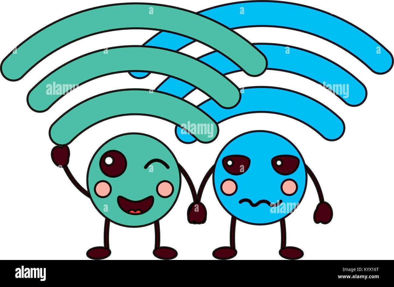 cartoon wifi internet signal kawaii character Stock Vector Image & Art ...