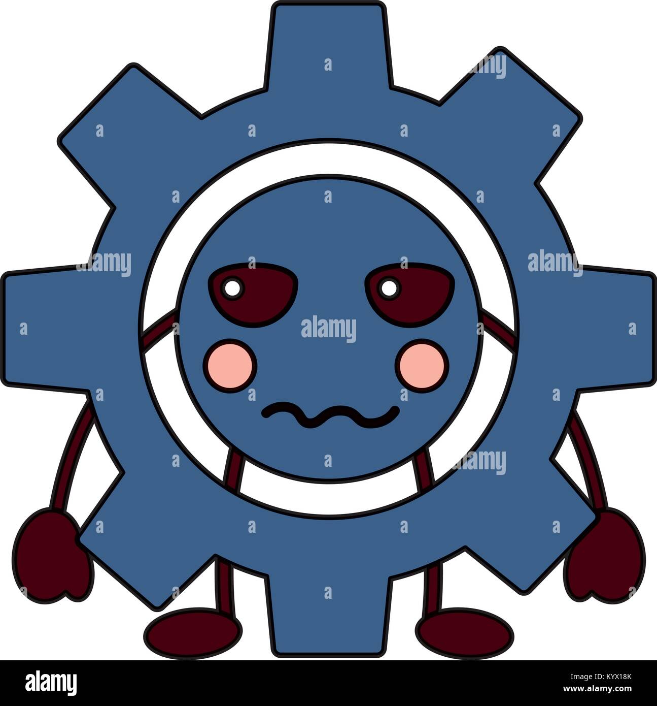 gear machinery piece cute kawaii cartoon Stock Vector Image & Art - Alamy