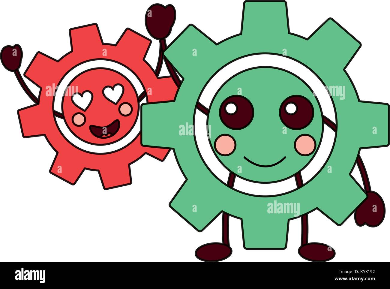 kawaii gears motion and mechanics cartoon Stock Vector Image & Art - Alamy