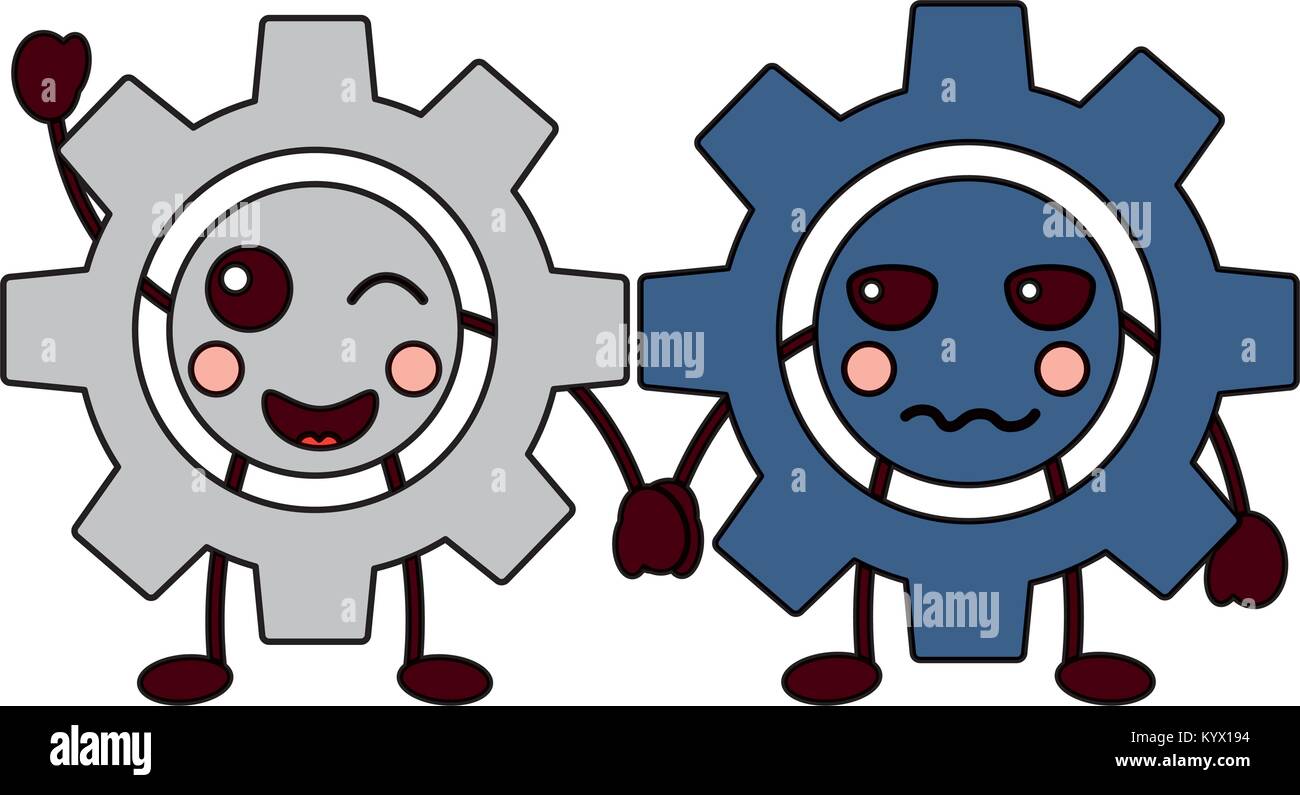 kawaii gears motion and mechanics cartoon Stock Vector Image & Art - Alamy