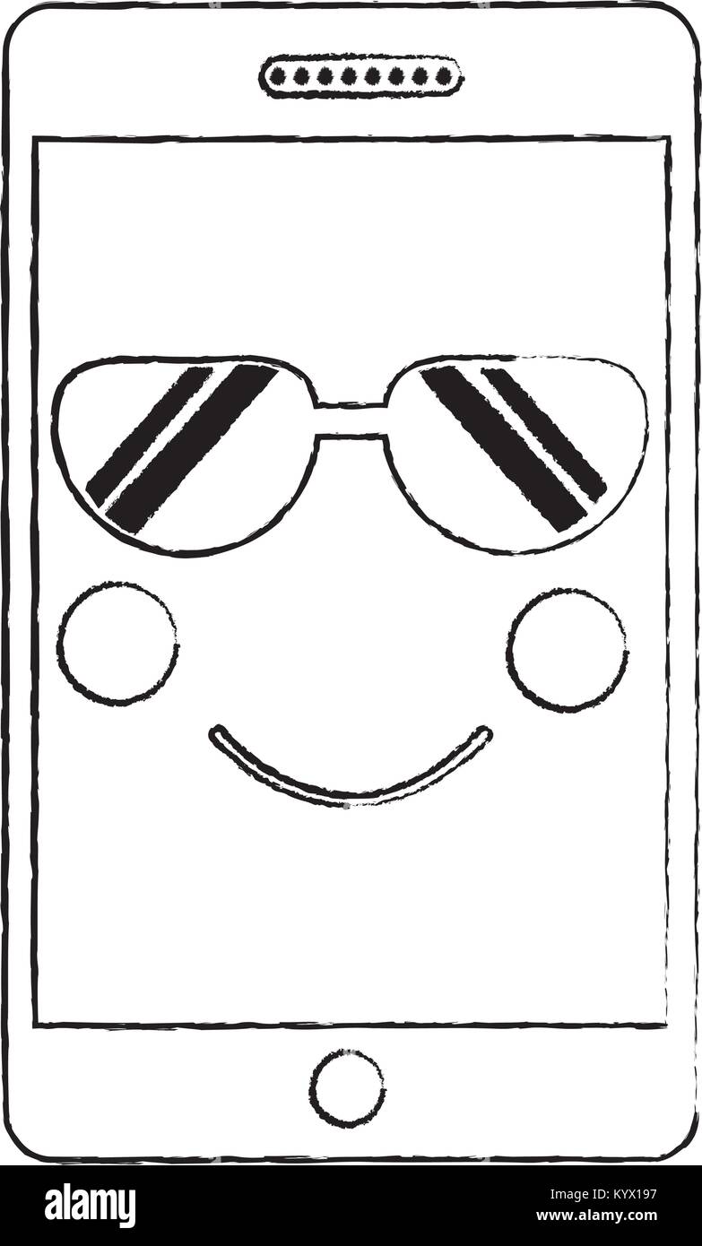 mobile phone character emoticon face kawaii Stock Vector Image & Art ...