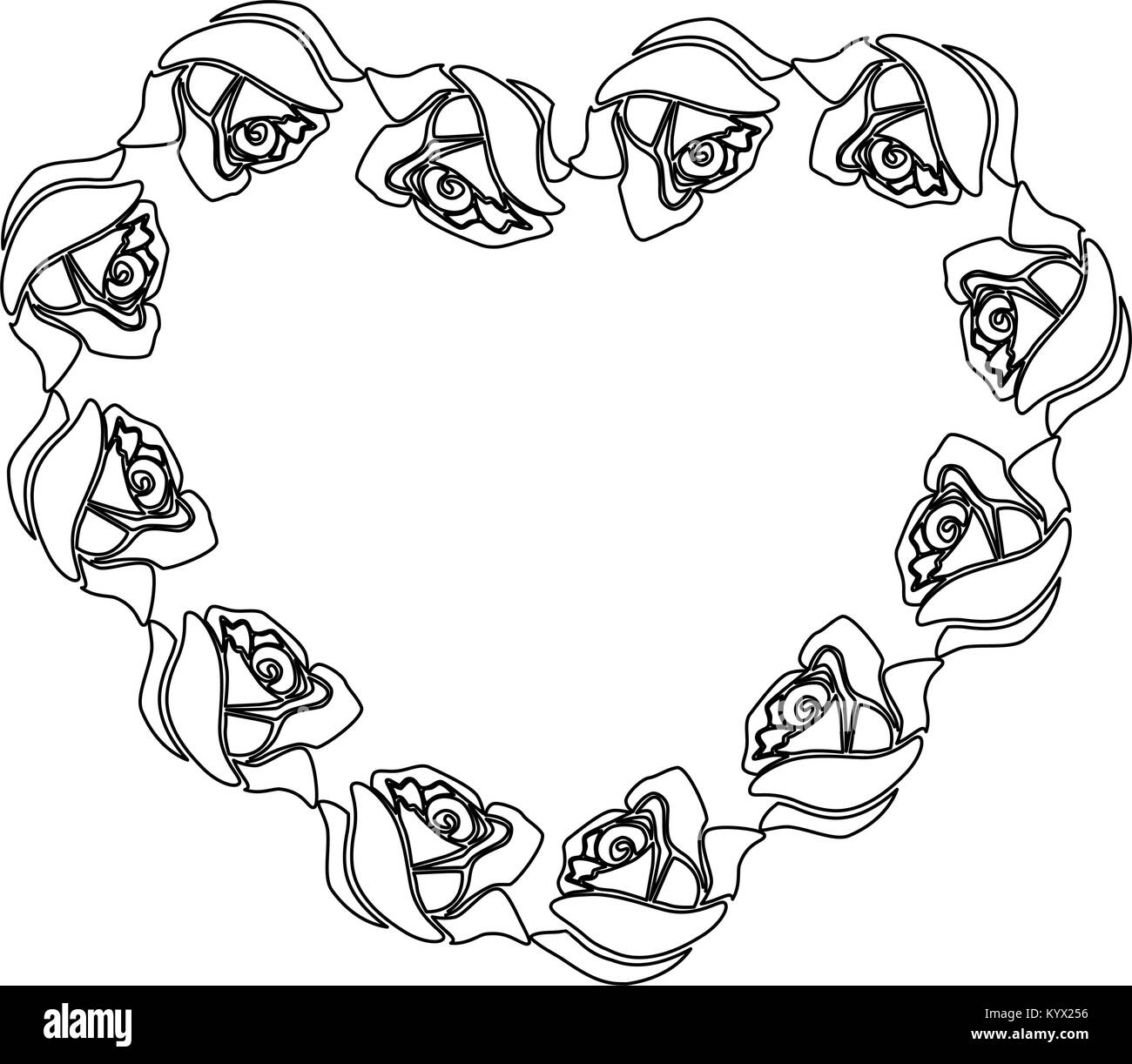 Heart roses illustration Black and White Stock Photos & Images - Alamy