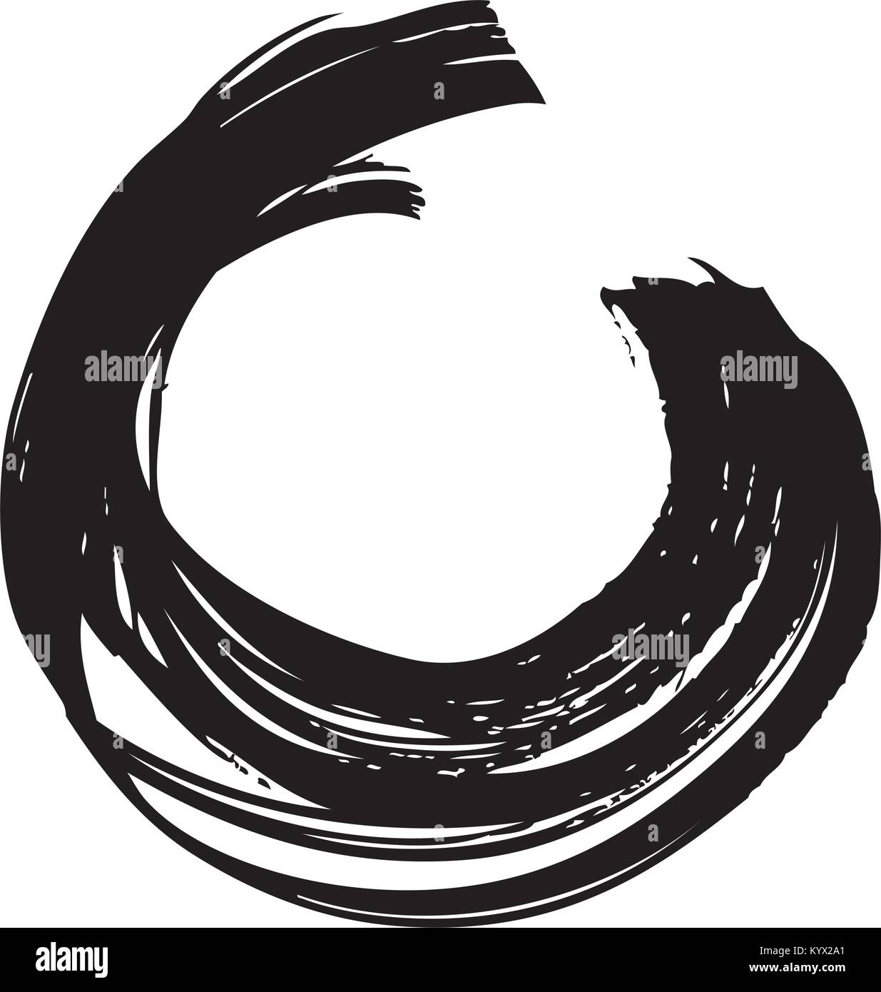 brush ink paint circle stroke hand drawn curve design Stock Vector ...