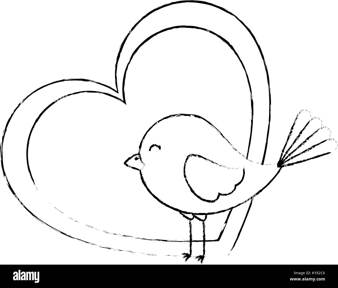 cute bird with heart vector illustration design Stock Vector Image ...