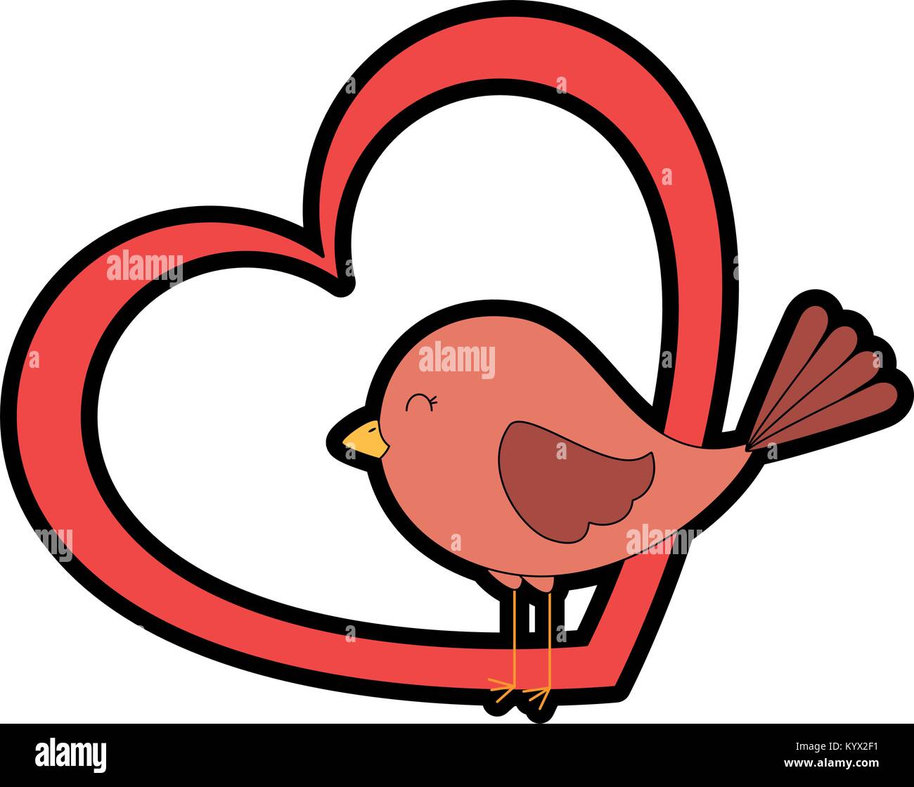 cute bird with heart vector illustration design Stock Vector Image ...