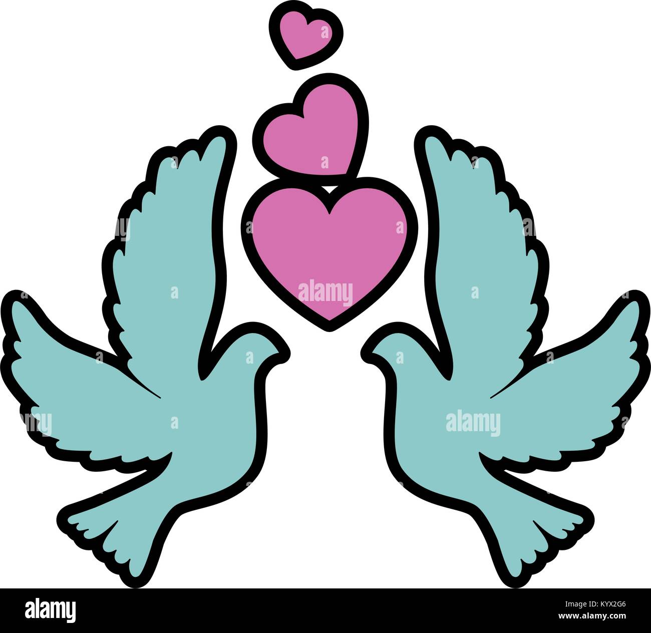 doves with heart icon vector illustration design Stock Vector Image ...