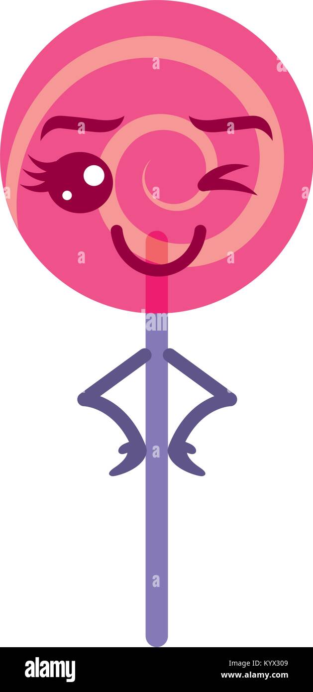 cartoon round lollipop swirl kawaii character Stock Vector Image & Art ...