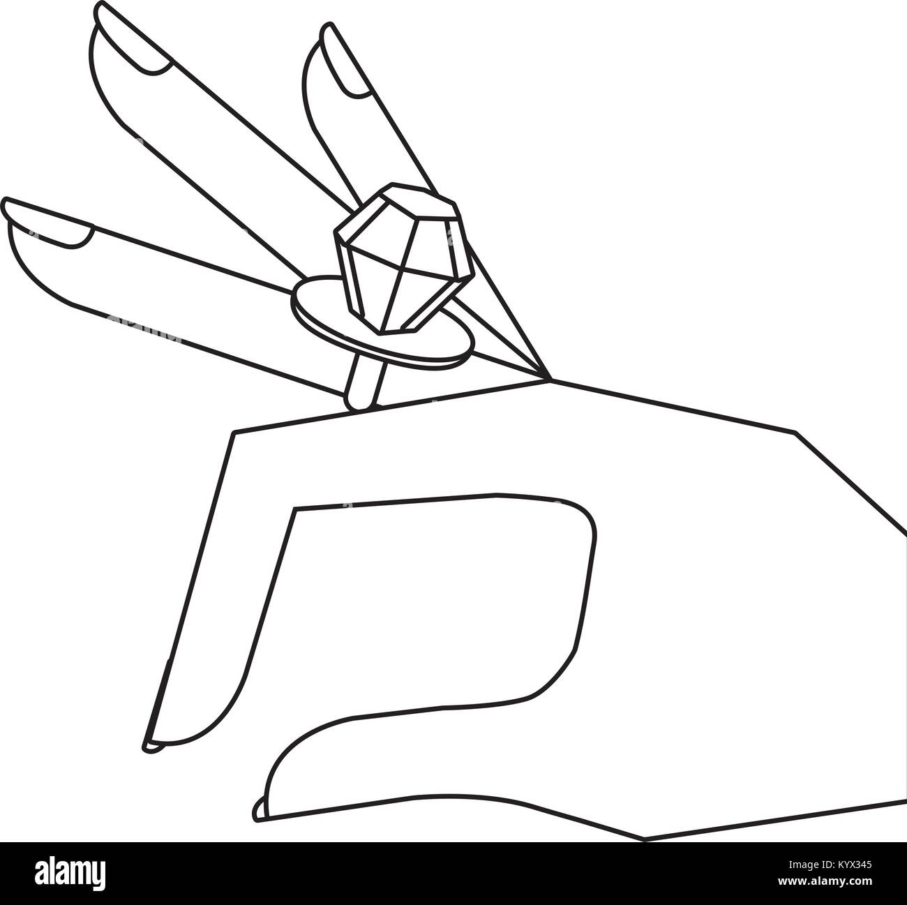 Hand Engagement Ring Cartoon