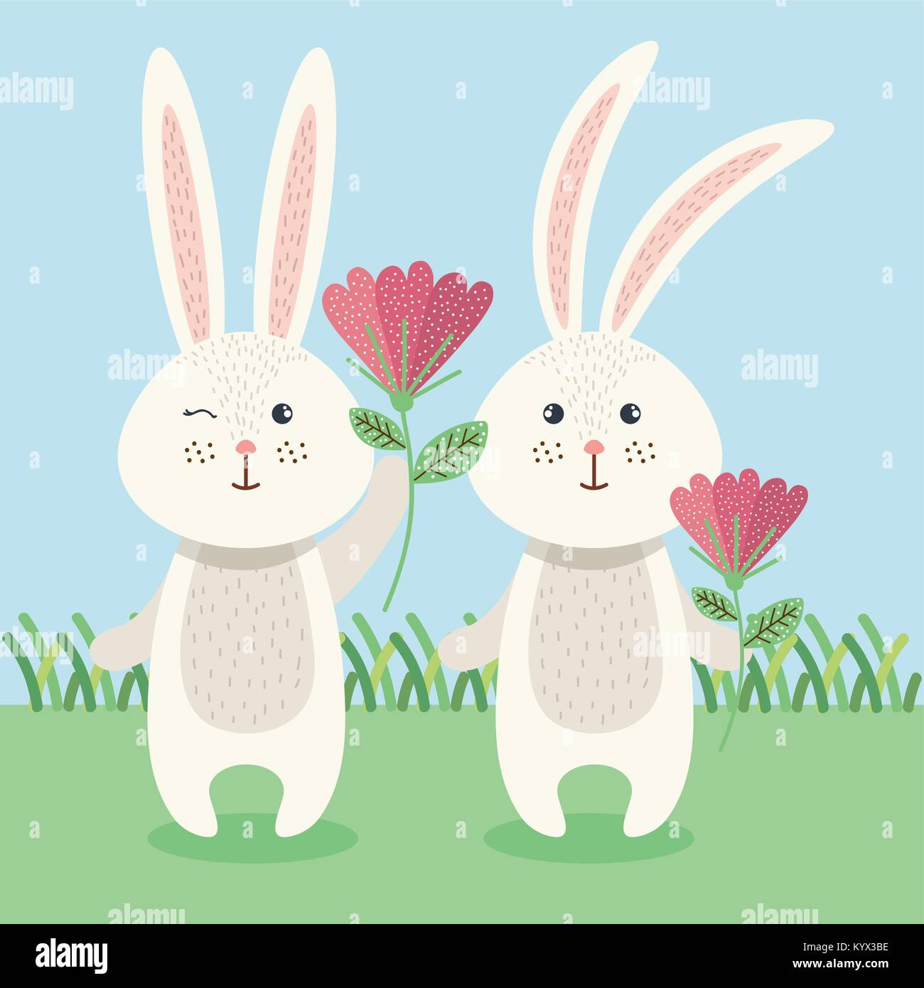 Pet rabbits garden Stock Vector Images - Alamy