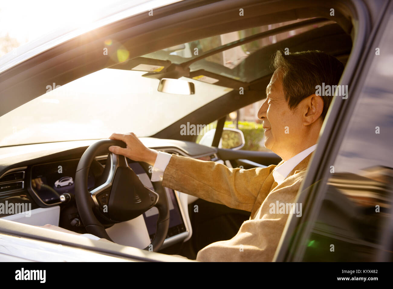 Older men travel by car Stock Photo - Alamy