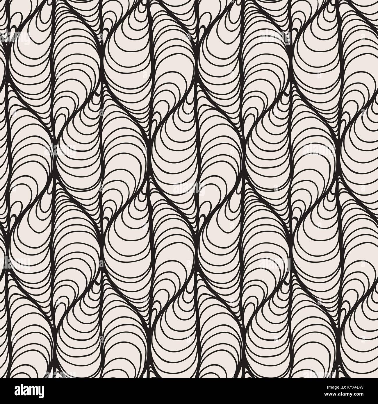 Decorative vector seamless wave pattern. Endless illustration with ...